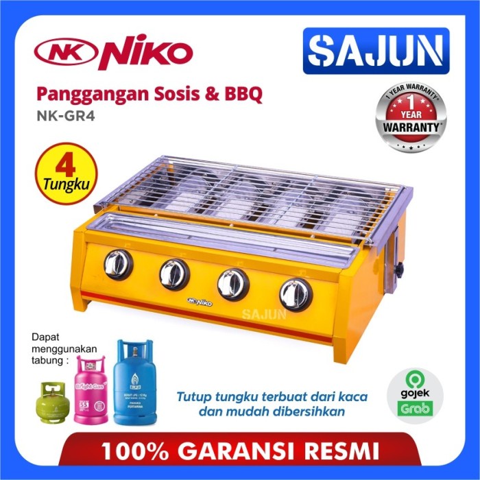 Jual Niko NK-GR4 BBQ Grill Gas Kompor 4 Tungku, NKGR4 Pemanggang Sate ...