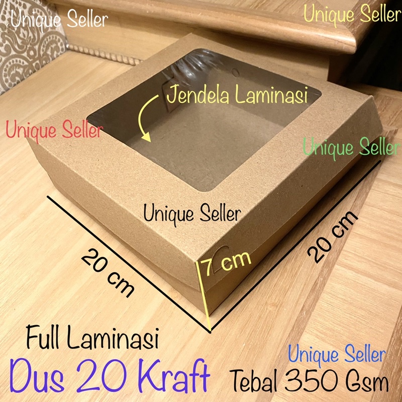 Jual Dus Box Kotak Nasi R10k KRAFT 20x20x7 Jendela FULL Laminasi 350 ...