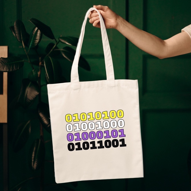 Jual Non binary Binary Code Totebag - Aesthetic Non Binary Tote Bag Canvas | Shopee Indonesia