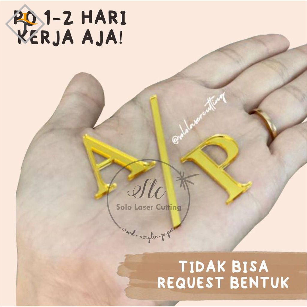 Jual Inisial Nama custom akrilik gold / rosegold / silver hiasan mahar ...