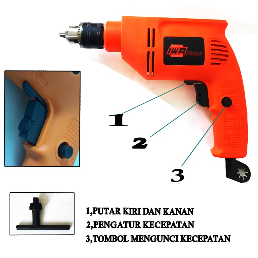 Jual Mesin Bor Listrik 10mm IWA Orange Bor Kayu , Besi Mesin Bor Murah ...