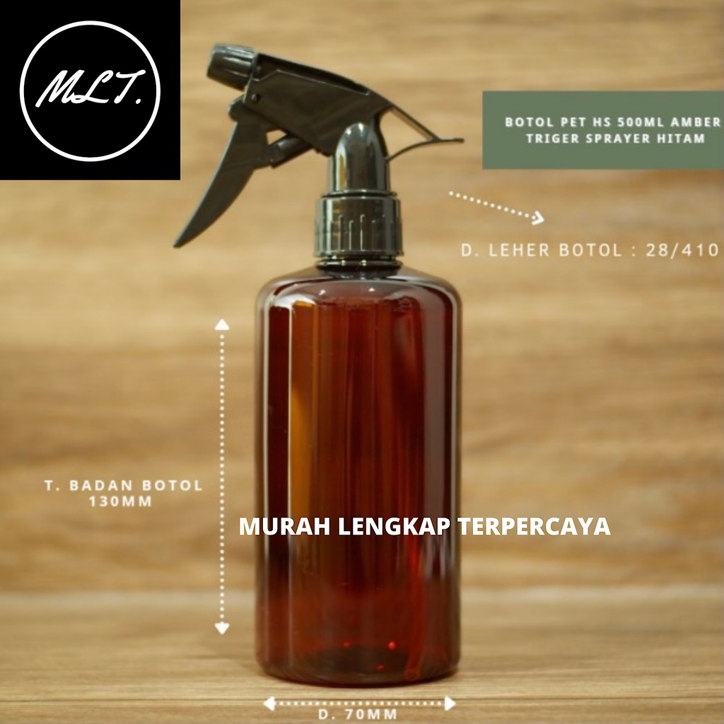Jual BOTOL SPRAY TRIGGER 500 ML AMBER / BOTOL AMBER 500ML TRIGGER HITAM ...