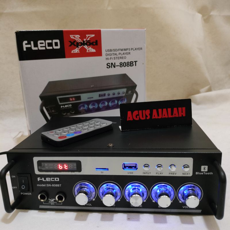 Jual cod power amplifier bluetooth fleco 199bt / fleco 808bt original ...