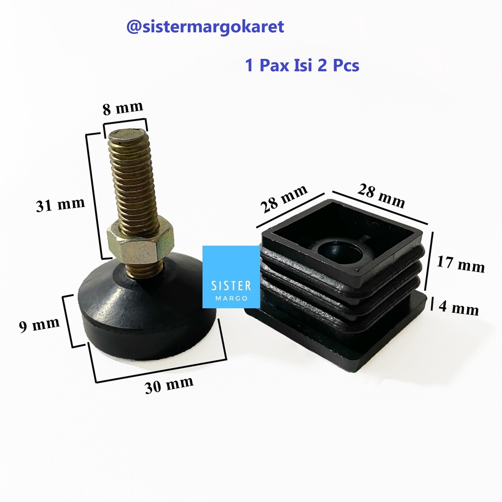 Jual Adjuster Ejester Kaki Stabil Kursi Meja D30 dan Hollow 3x3 M8 ...