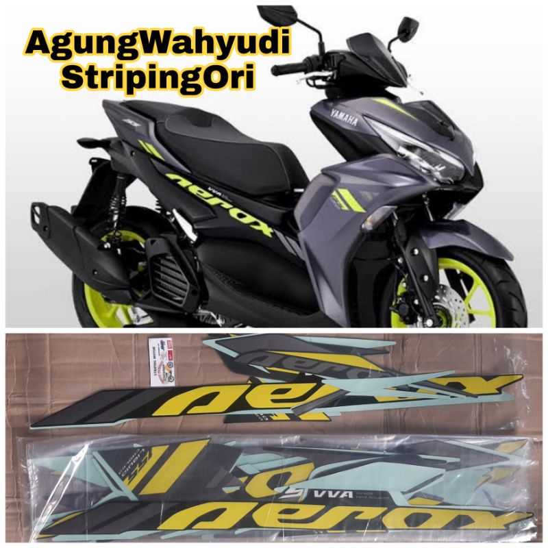 Jual STIKER STRIPING LIS BODY MOTOR YAMAHA NEW AEROX SILVER HITAM ...