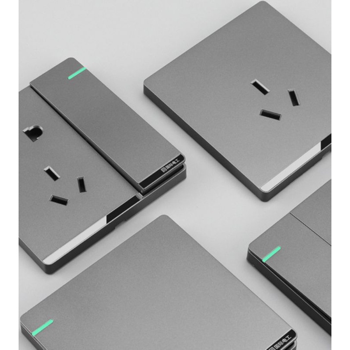 Jual saklar lampu internasional 86 grey 1 way socket dinding | Shopee ...