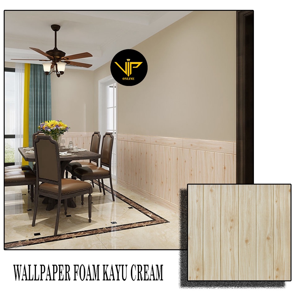 Jual VIP Wallpaper Kayu Cream Foam Premium Wallpaper Sticker | Shopee ...