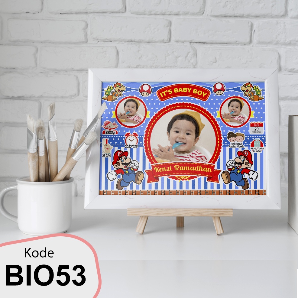 Jual CETAK BIODATA BAYI BINGKAI FIGURA A4 20X30CM BIO BABY CUSTOM ...