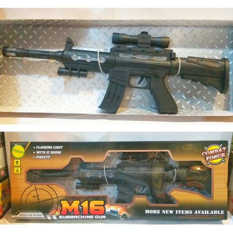 Jual Mainan Pistol M16 Submachine Gun Lampu dan Suara | Shopee Indonesia
