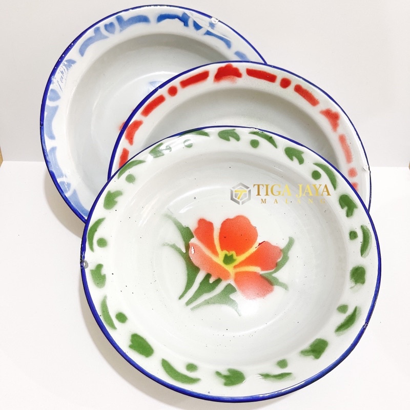 Jual READY STOK Piring jadul enamel vintage/ kuno kembangan seng 22 Cm ...