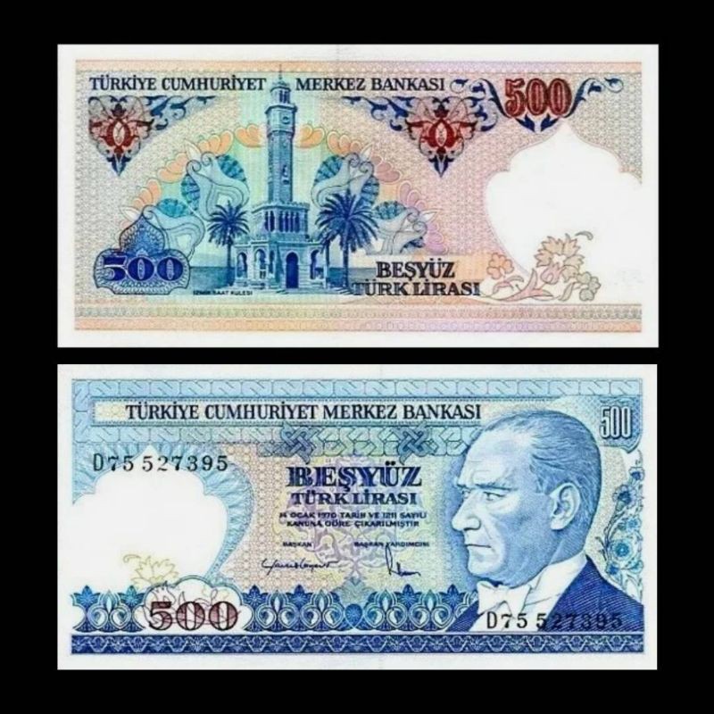 Jual UANG TURKI TURKEY 500 LIRA 1970 UNC ORIGINAL MUSTAFA KEMAL ATATURK ...