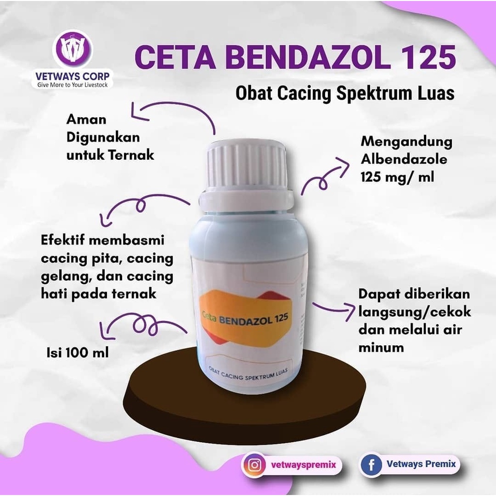 Jual CETA BENDAZOL 100ml (Obat Cacing ternak minum sapi kambing domba ...