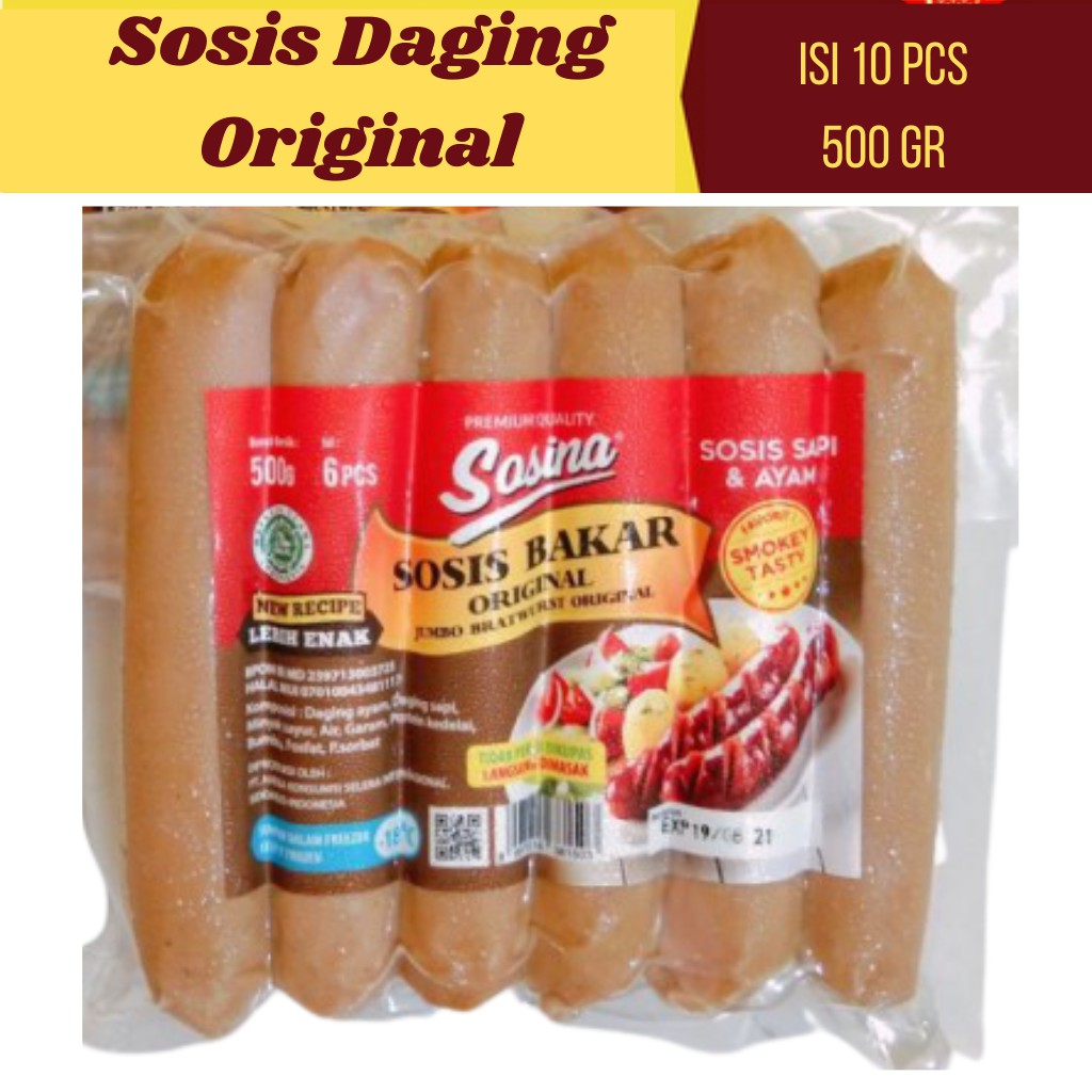 Jual Sosis Daging Sosina 500 Gr/Sosis Daging Original Sosina Isi 10 Pcs ...