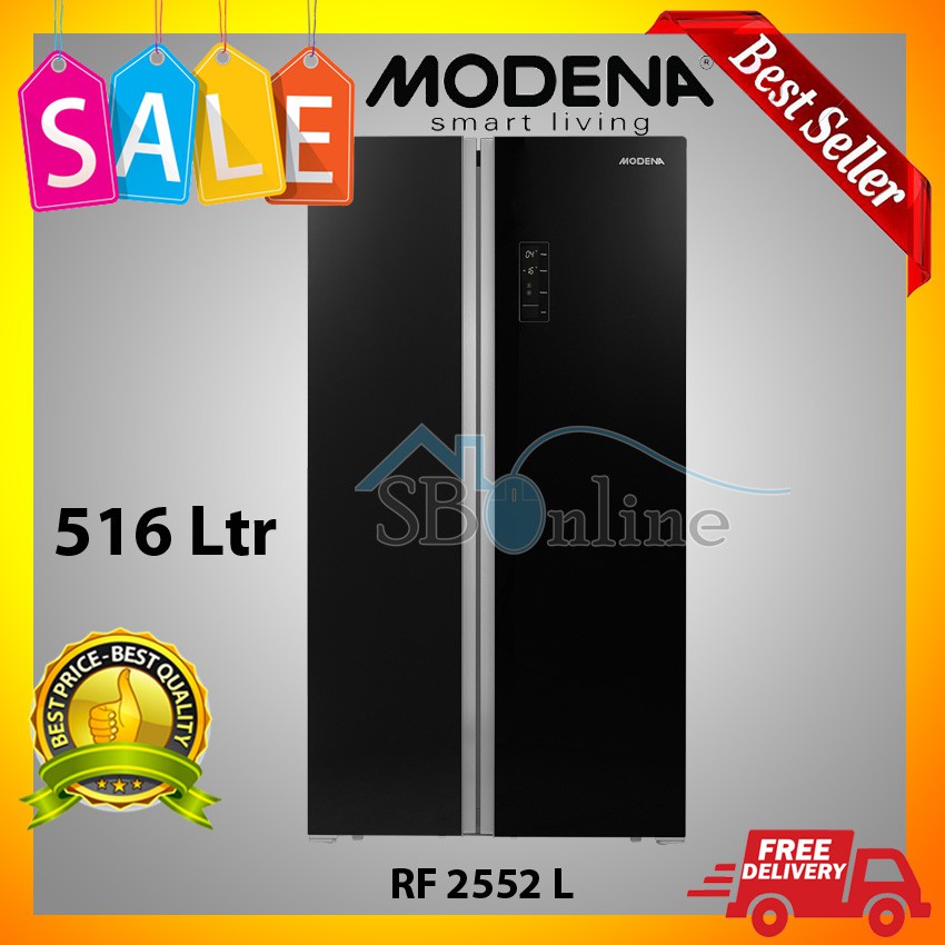 Jual Kulkas side by side MODENA RF-2552 L Black Glass Door | Shopee ...