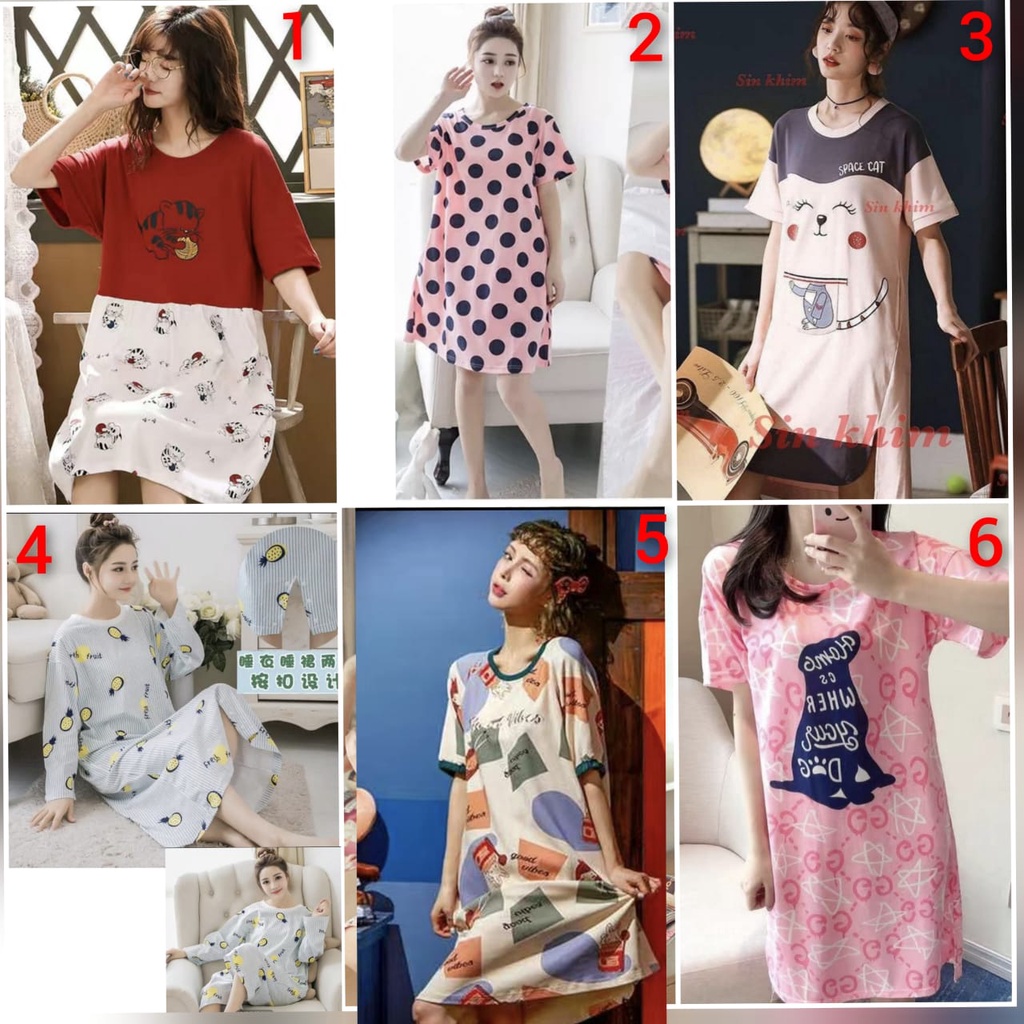 Jual Baju tidur daster wanita import bahan kaos import | Shopee Indonesia