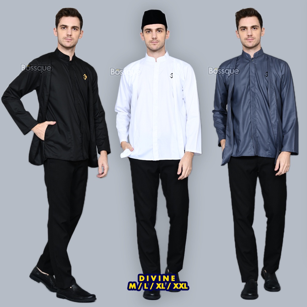 Jual Bossque - Divine Kemeja Muslim Pria Hem Koko Formal Kantor Lengan ...