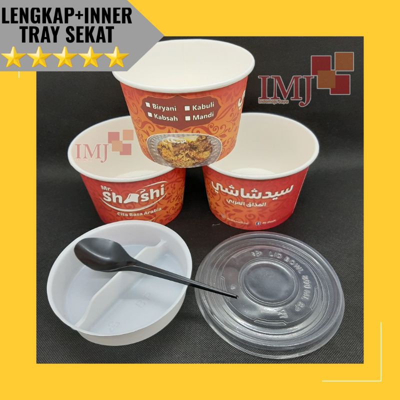 Jual PRINTING PAPER BOWL 800ML/SABLON PAPER BOWL 800ML LENGKAP DAN TRAY ...