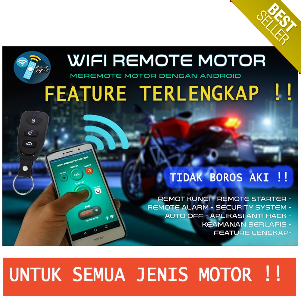 Jual Wifi Remote Motor Android Alarm (keyless motor android) FEATURE ...
