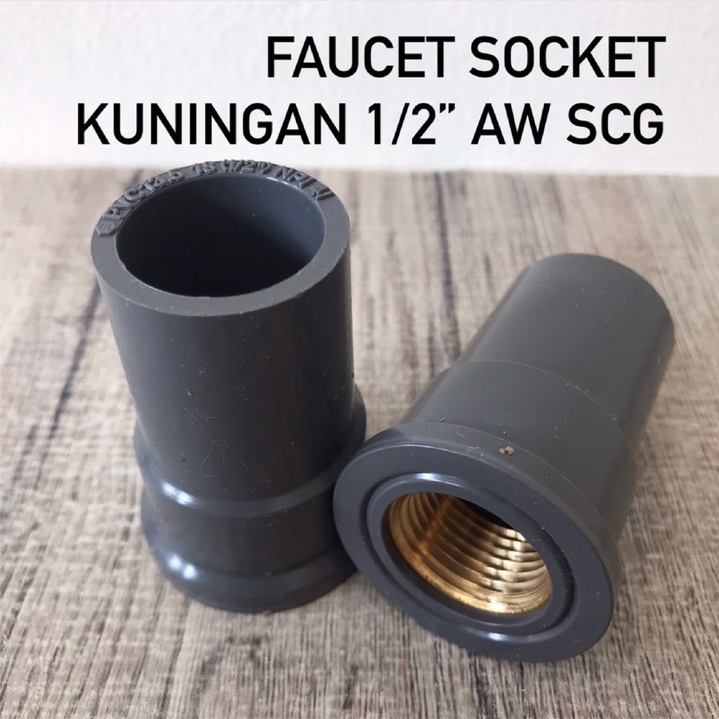 Jual SDD Faucet Socket PVC Drat Kuningan 1/2" AW SCG | Shopee Indonesia