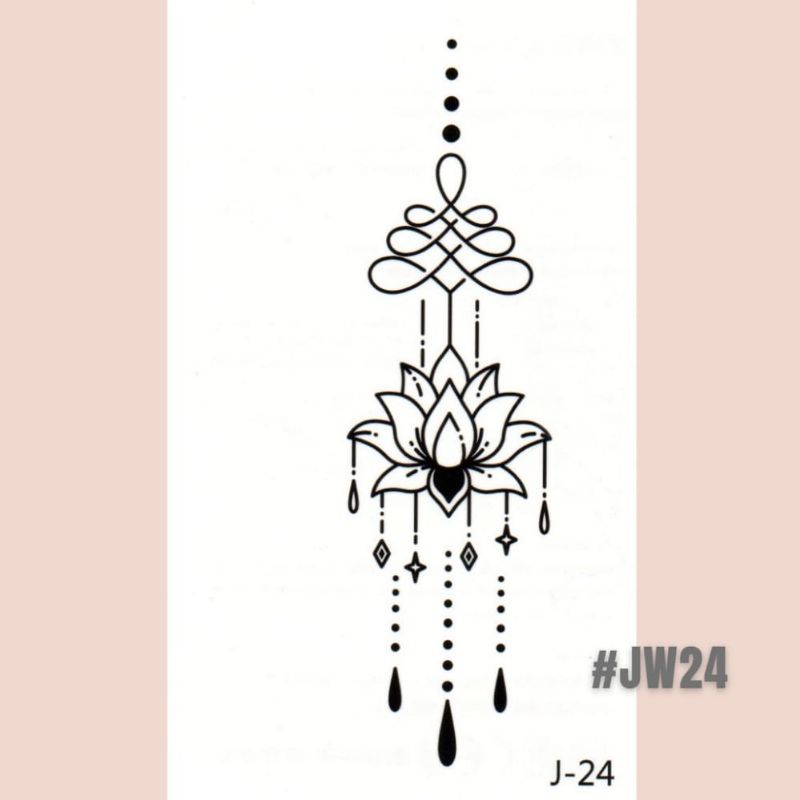 Jual Tatto temporer Teratai Bulan bunga black ink / Temporary tattoo ...