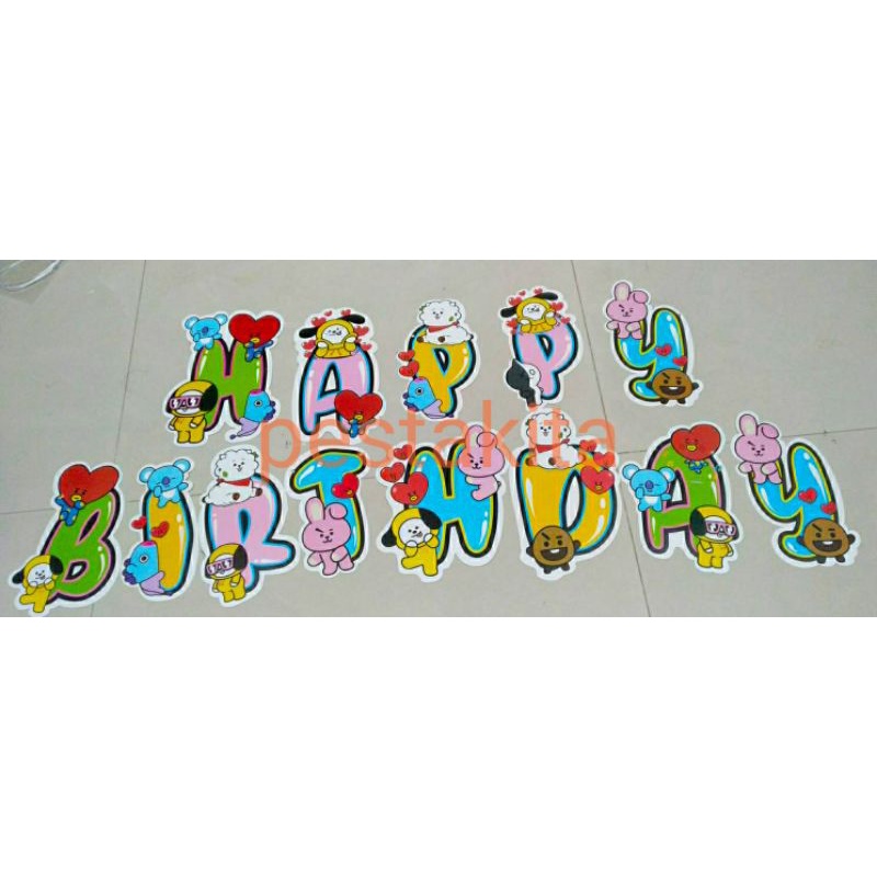 Jual BANNER JUMBO BT21 HAPPY BIRTHDAY + TALI / BANNER HBD KOREA ...