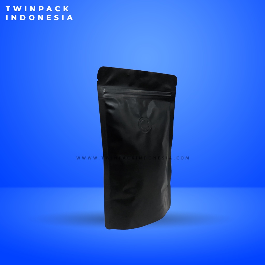Jual Kemasan Kopi 100 Gram Hitam Standing Pouch Aluminium Foil | Valve | Tintie | Packaging Kopi ...