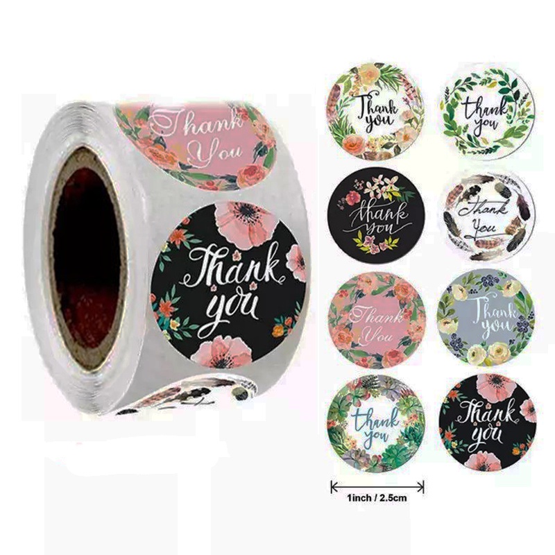 Jual Sticker Thank You Round Label Colorfull Stiker Bundar 2,5 cm Tag ...
