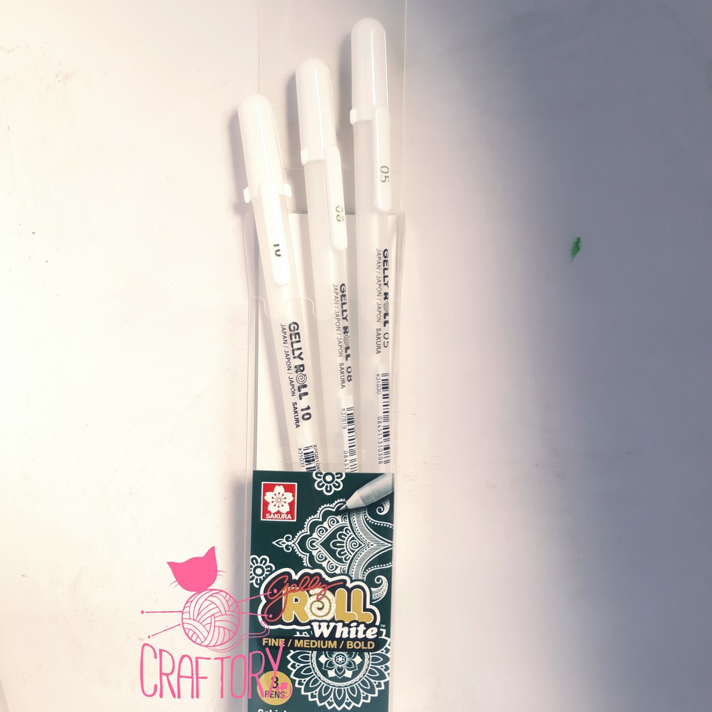 Jual Sakura Gelly Roll White Pen Set 3 Gel ink Pens Bolpen Gel Tinta ...