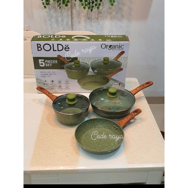 Jual panci set bolde 3 in 1 organic green cookware 5pcs set | Shopee ...