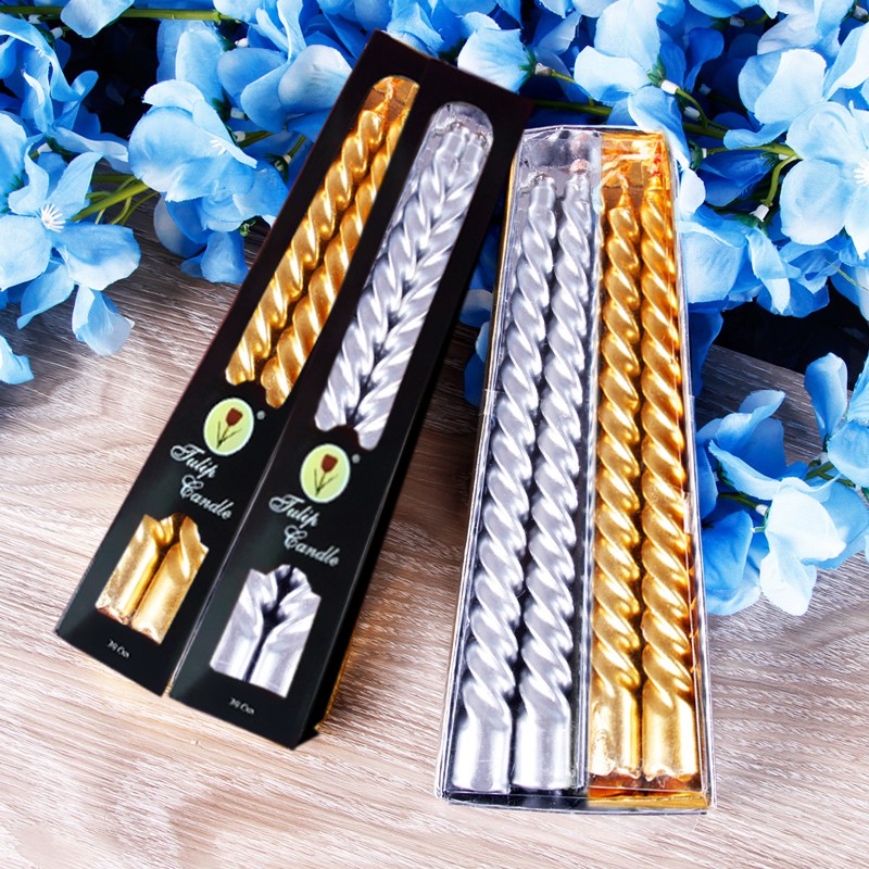 Jual TULIP CANDLE LILIN SPIRAL LILIN ULIR LILIN DECOR LILIN SWIRL GOLD ...