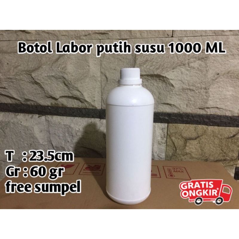 Jual botol labor 1000 ml // botol pupuk 1000 ml // botol kimia putih susu | Shopee Indonesia