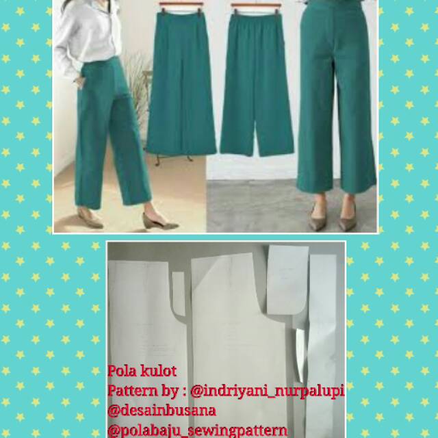 Jual Pola kulot - Pola kulot instan - Pola Baju Sewing Pattern - Pola ...