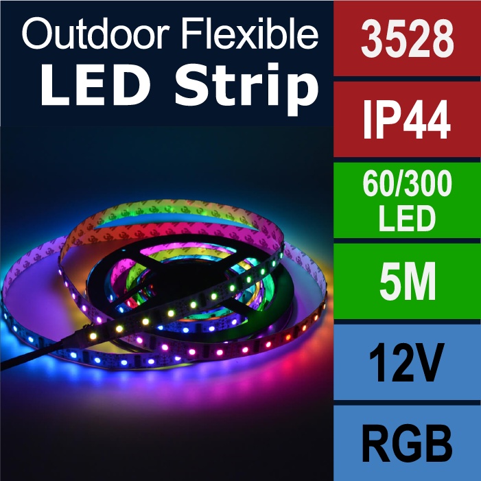Jual LED Strip Fleksibel 2835/3528 12V IP44 5m RGB Waterproof | Shopee ...