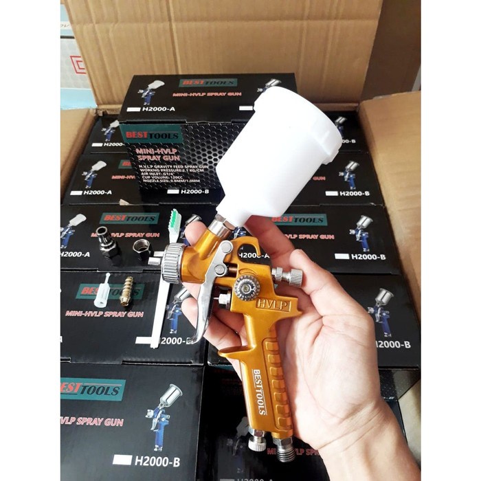 Jual spray gun HVLP mini TAFFWARE H2000 Nozzle 0.8mm 1.0mm spray gun ...