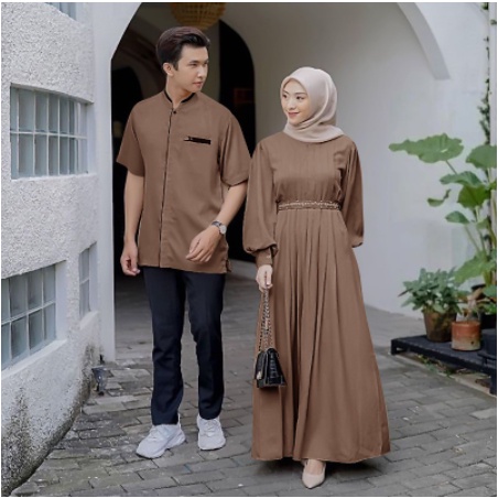 Jual Baju Gamis Couple Kondangan Mewah Pasangan Keluarga Kapel Suami ...