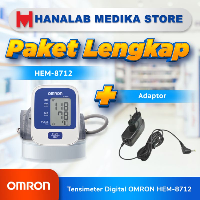 Jual Paket Tensi Omron Hem 8712 + Adaptor Omron / HEM-7140T1 + Adaptor ...