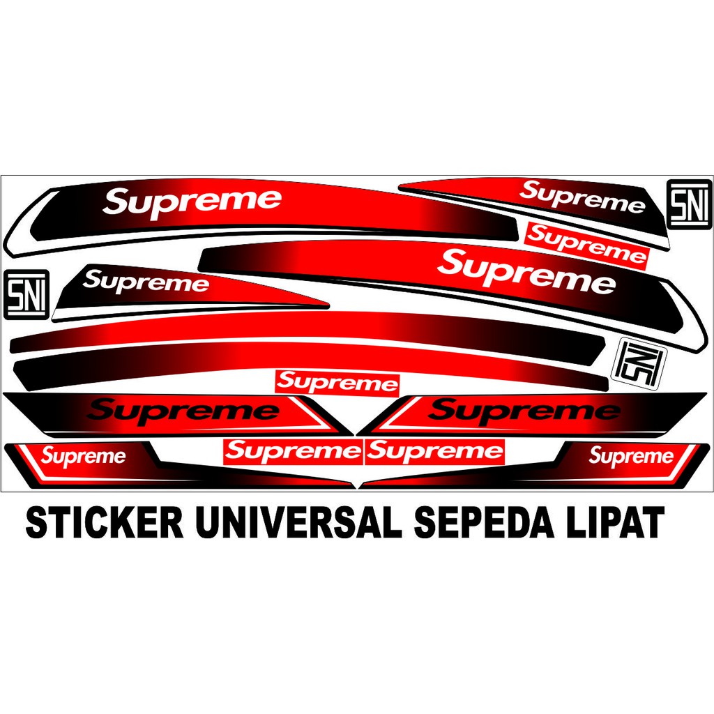 Jual STICKER UNTUK SEPEDA LIPAT UNIVERSAL MOTIF SUPREME | Shopee Indonesia