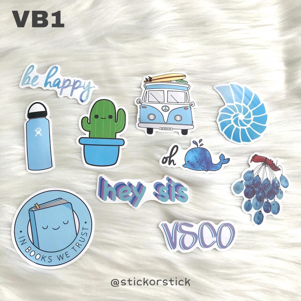 Jual 10 Pcs/Pack VSCO Blue Sticker Pack (Sticker Laptop, Case, Motor ...