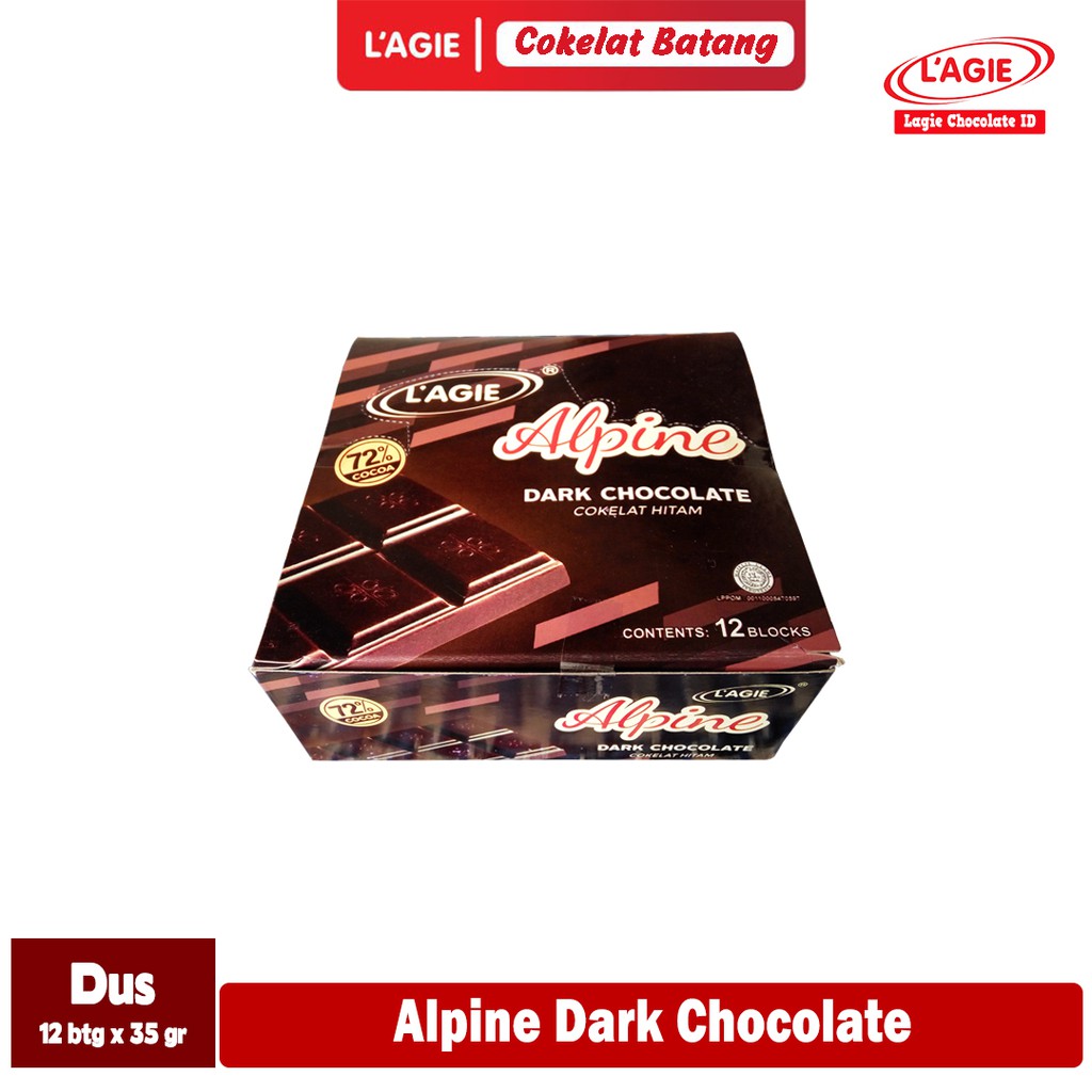 Jual COKELAT LAGIE ALPINE DARK CHOCOLATE 1 DUS ISI 12 BATANG | Shopee ...