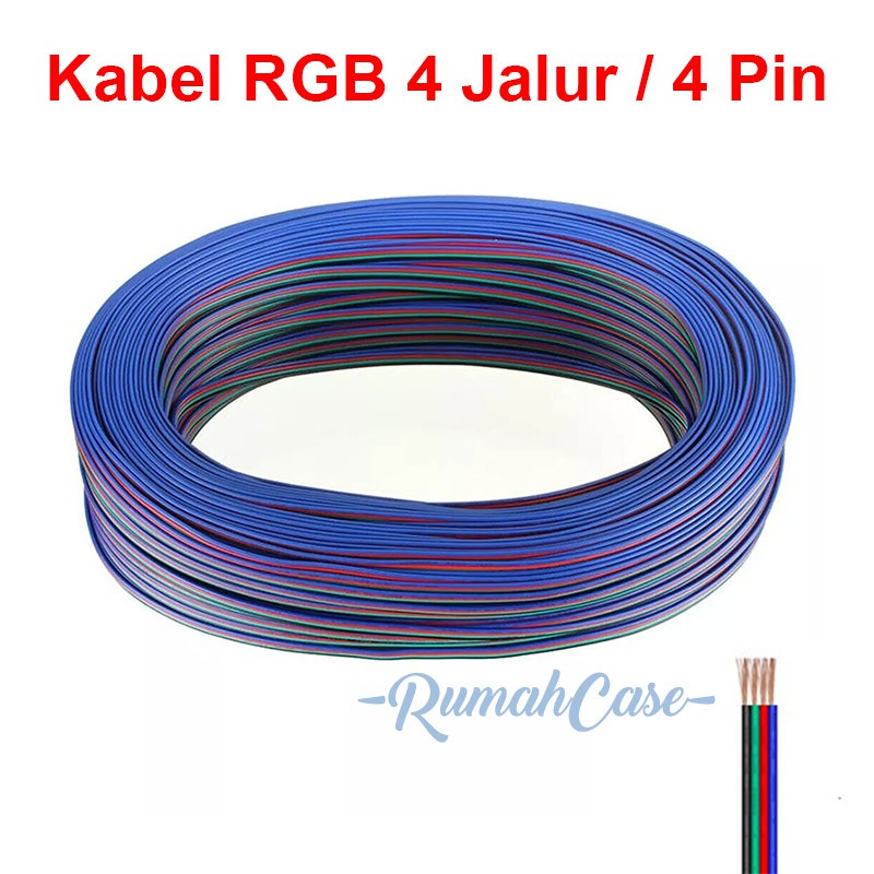 Jual Kabel LED Strip RGB Per 1 Meter / meteran 4 Jalur Pin Ecer Roll ...