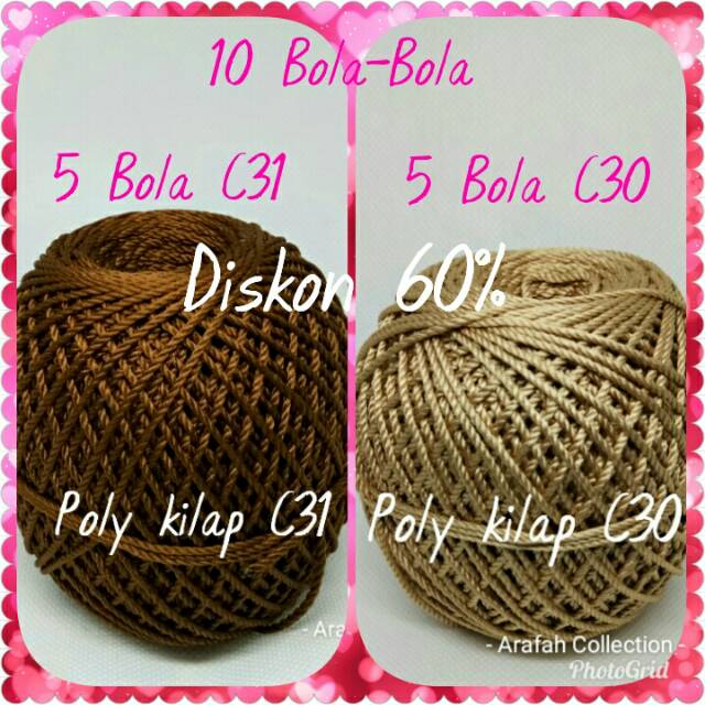 Jual BENANG RAJUT POLY KILAP PAKET 5 CREM PREMIUM 5 COKLAT DP | Shopee ...