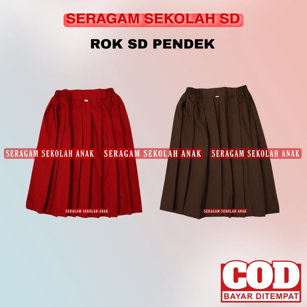 Jual Rok Pendek Sekolah SD Perempuan Seragam Sekolah SD Rok SD Pendek Rempel Lipit Merah dan ...