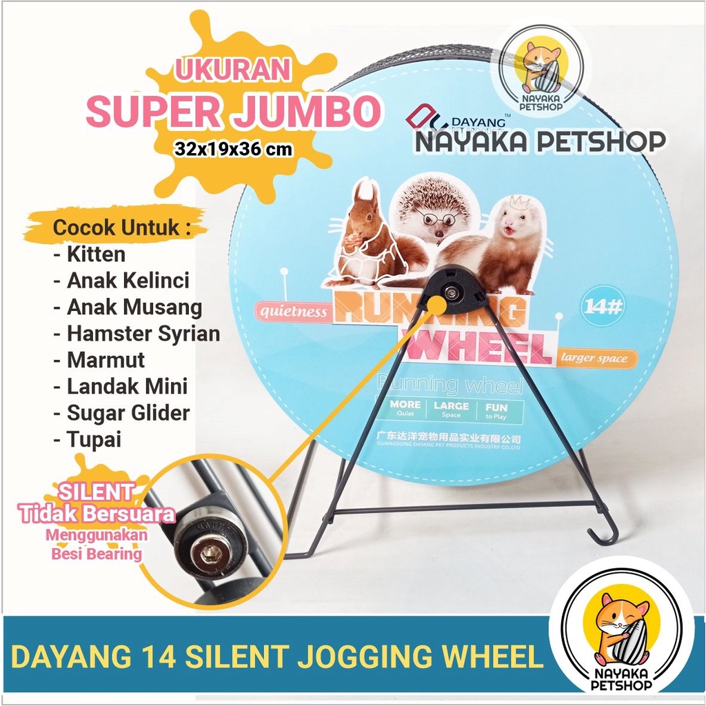 Jual Dayang 14 Silent Jogging Wheel Ekstra Jumbo Kincir Hamster Syrian ...