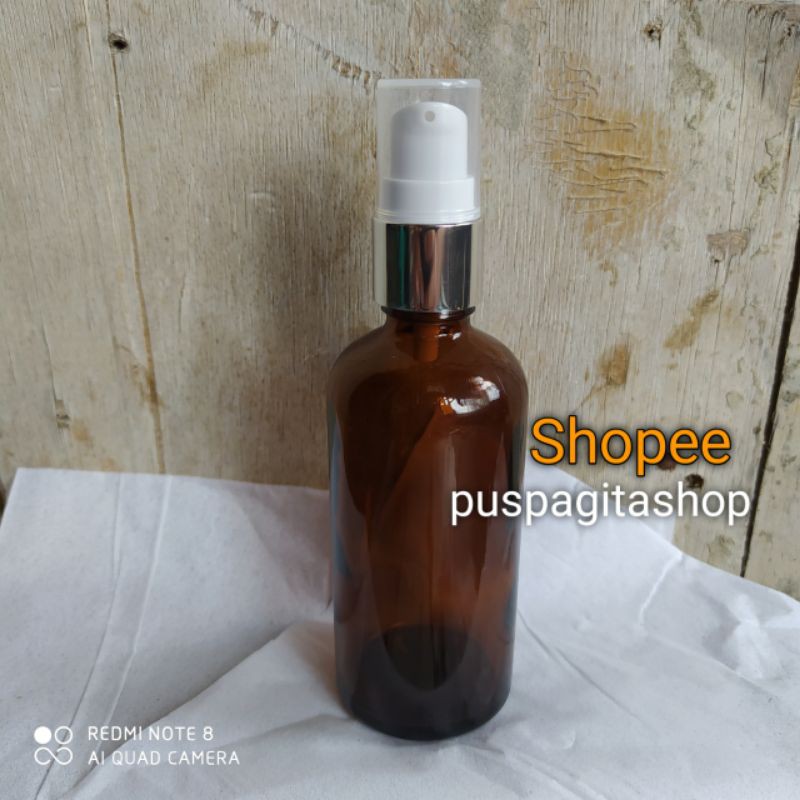 Jual Botol Kaca 100ml Tutup Pump Silver Premium | Shopee Indonesia
