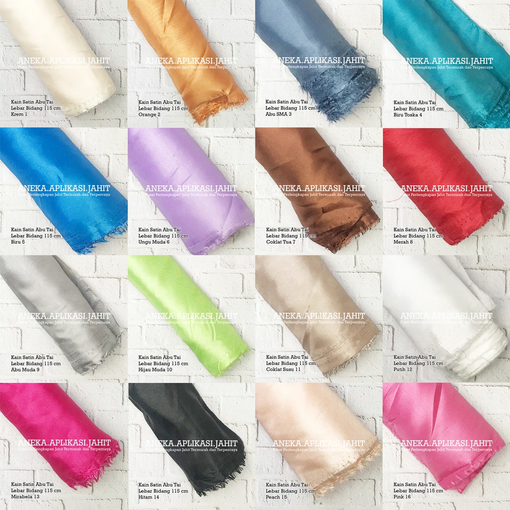 Jual [1/3] 1 METER KAIN SATIN ABUTAI / KAIN FURING TAS DOMPET / KAIN ...