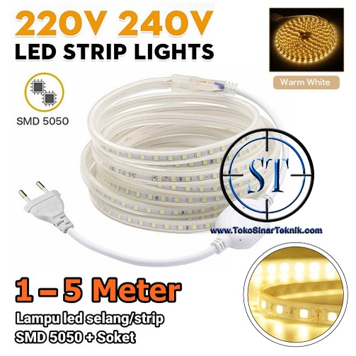 Jual Lampu Led Strip Selang WARM WHITE SMD 5050 Panjang 1-5 Meter In Ac ...