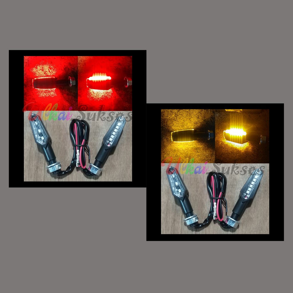 Jual Lampu Sein Motor LED Sen Mini Model 2 Sisi Cahaya 01 Arus DC 12V ...