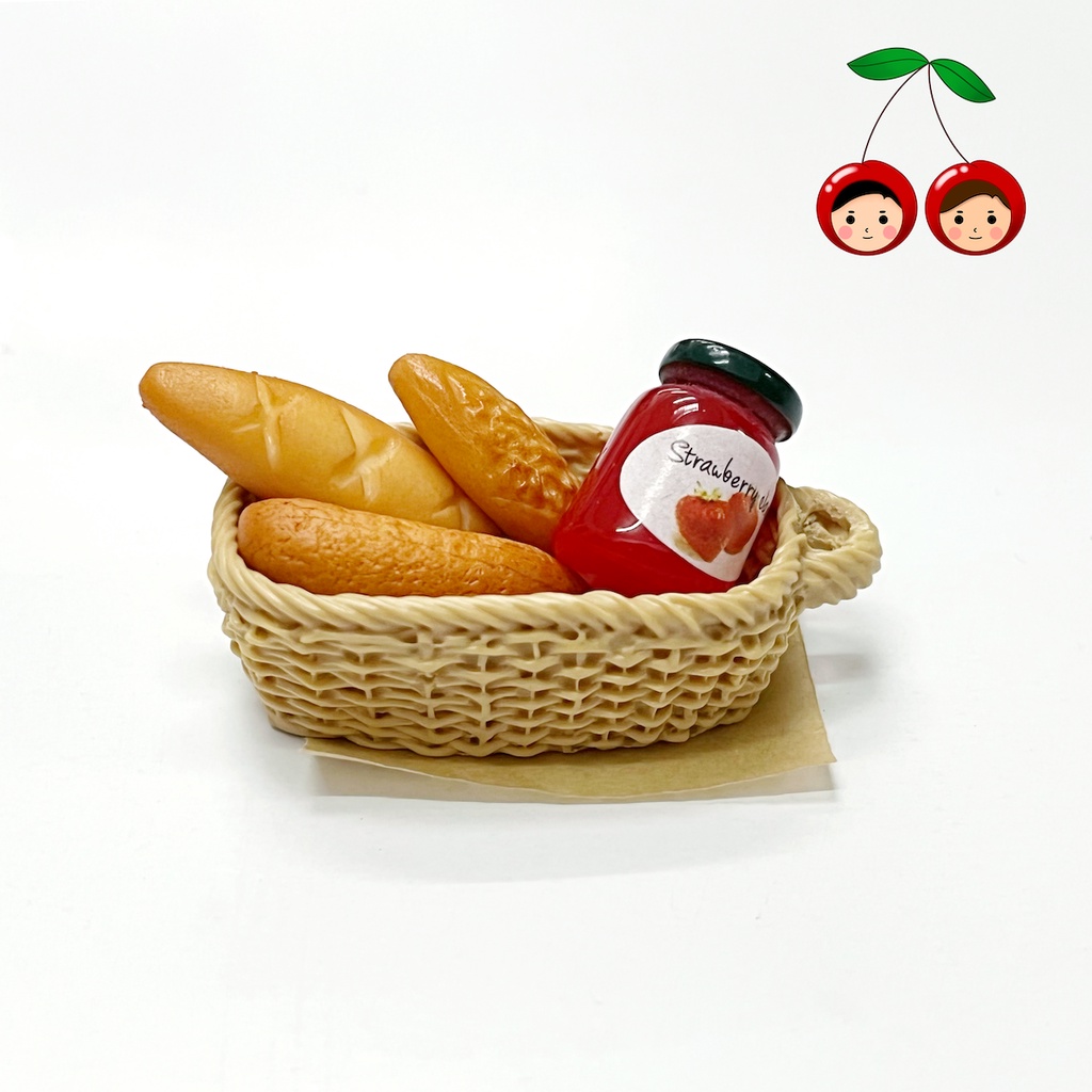 Jual Miniatur Miniature Bread & Jam in a Basket/ Keranjang Roti dan ...