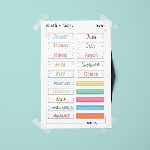Jual Bukuqu Stiker Monthly Tape untuk Notebook, Planner | Shopee Indonesia