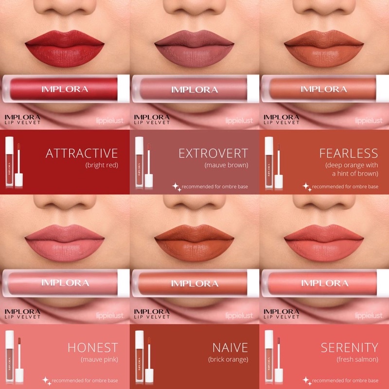 Jual IMPLORA LIP VELVET ATTRACTIVE/EXTROVERT/FEARLESS/HONEST/NAIVE ...
